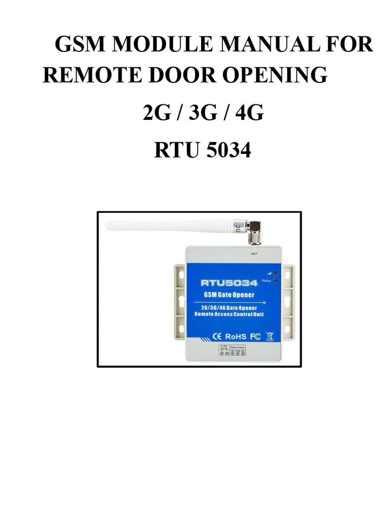RTU 5034 GSM Module Manual | PDF | Power Supply | Mobile Phones