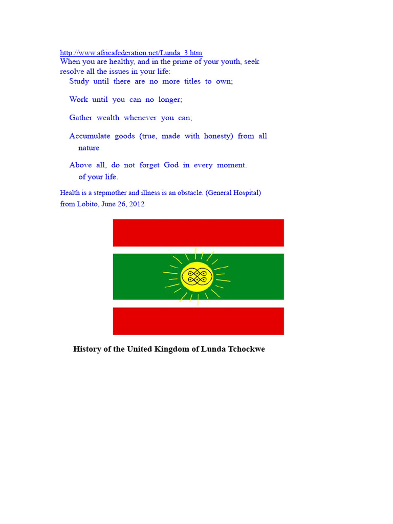 Lunda Tchokwe Kingdom Origins and History | PDF | Zambia