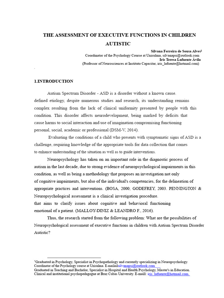 Neuropsychological Assessment of ASD in Children | PDF | Autism ...