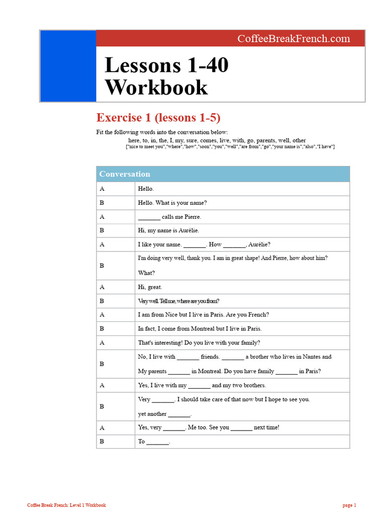 French Exercises For Beginners | PDF | Linguistics