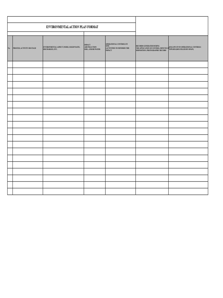 Environmental Action Plan Format | PDF