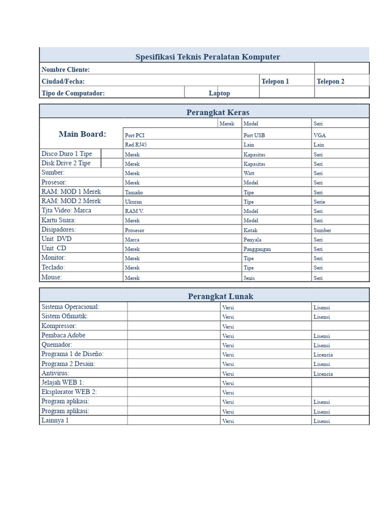 Spesifikasi Teknis Peralatan Komputer | PDF