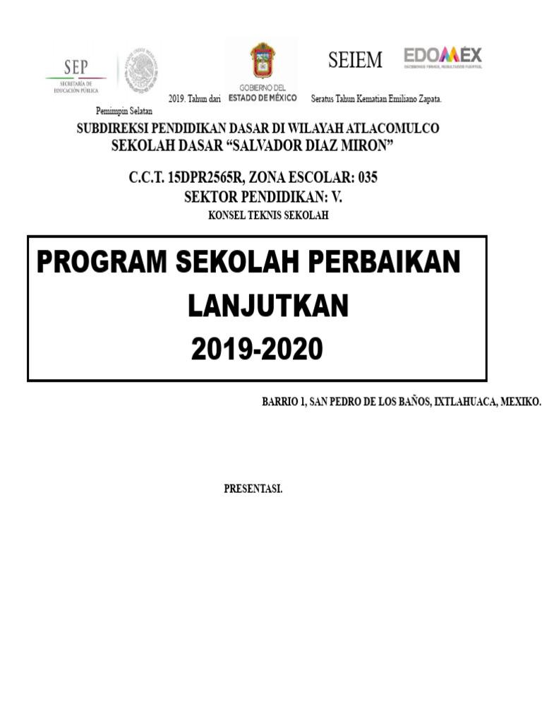 Program Perbaikan Sekolah 2020-2021 | PDF