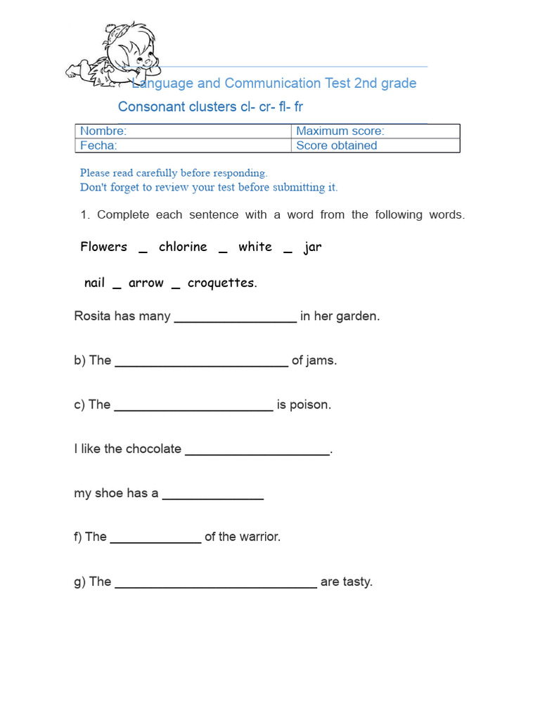 Test Consonant Group CL CR FR FL | PDF