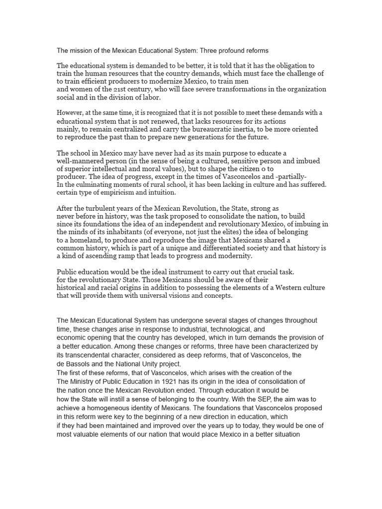 The Mission of The Mexican Educational System | PDF | Teachers | Mexico