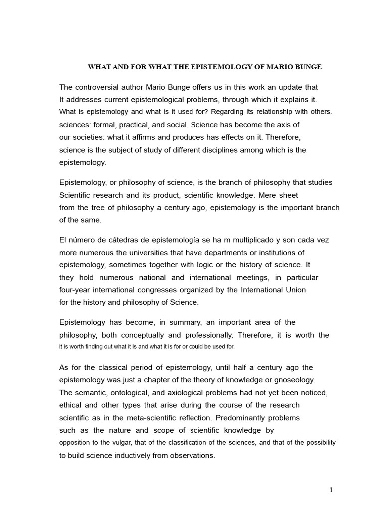 Epistemology of Mario Bunge | PDF | Science | Epistemology