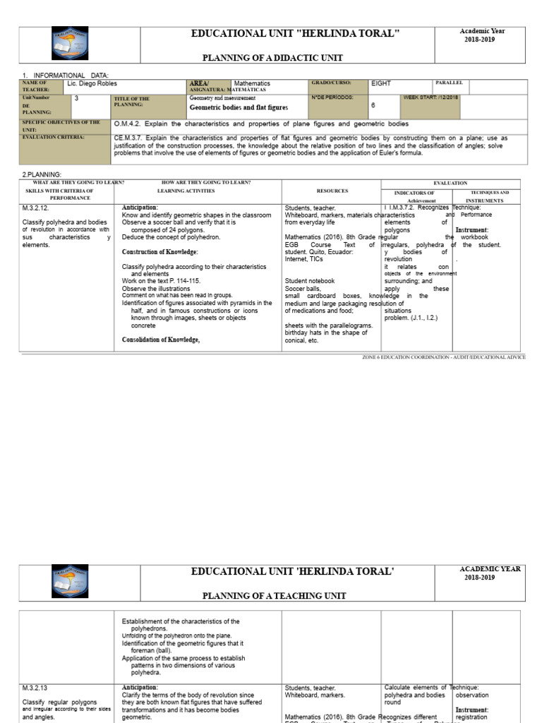 PUD 3 Mathematics 8th Grade | PDF | Geometry | Shape