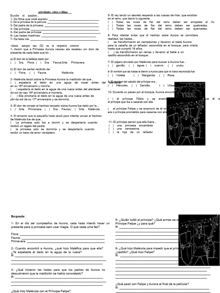 Actividades sobre "La Bella Durmiente" | PDF | Bella Durmiente