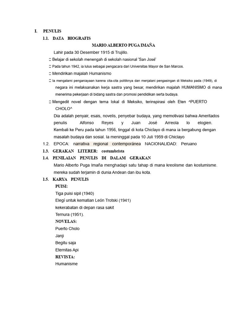 Biografi dan Karya Mario Puga Imaña | PDF