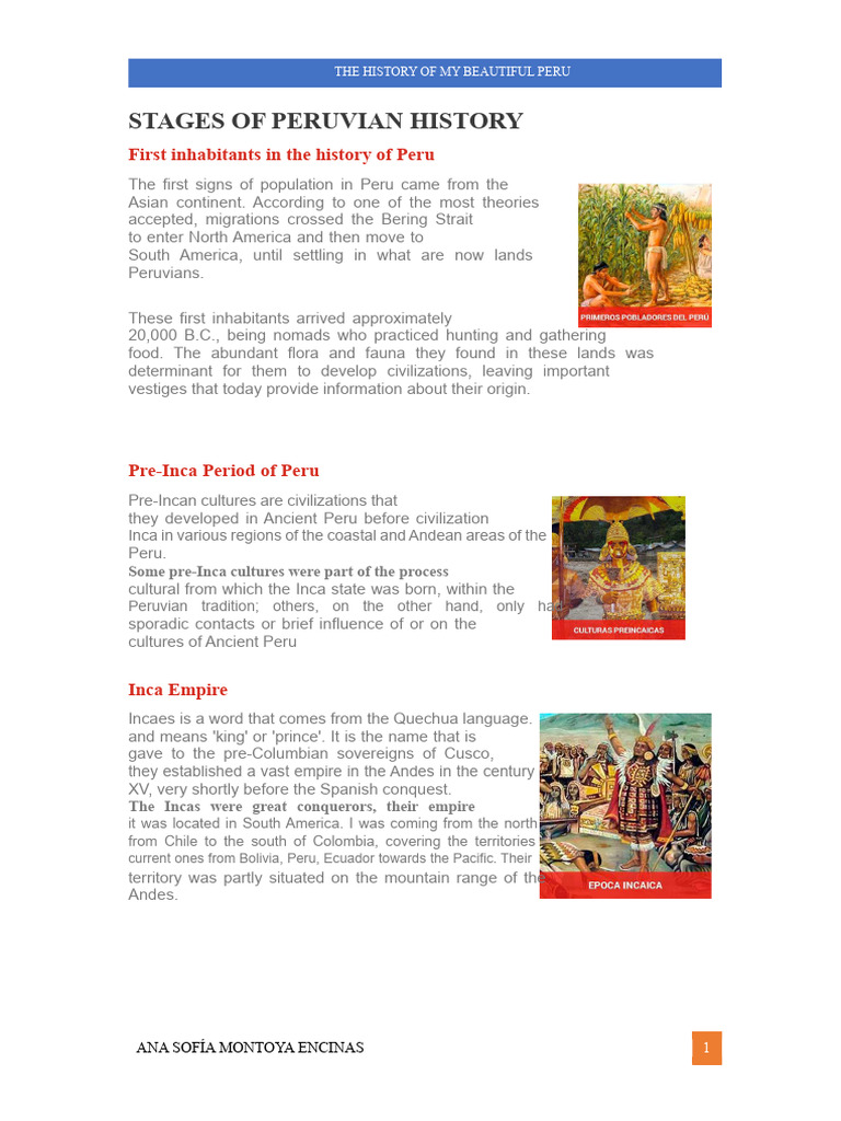 Stages of Peruvian History | PDF | Peru | Francisco Pizarro