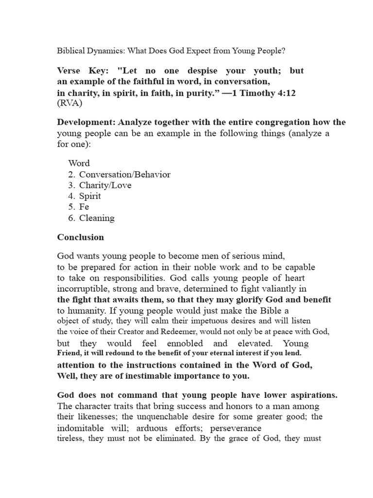 Biblical Dynamics: What Does God Expect From You | PDF