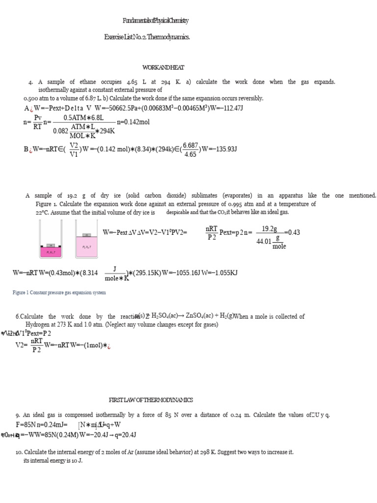 Problem Set 2 Thermodynamics V2.0 | PDF | Gases | Physical Quantities
