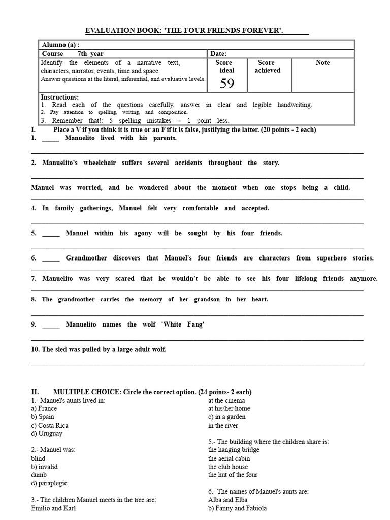 Evaluation of "The Four Friends Forever" | PDF