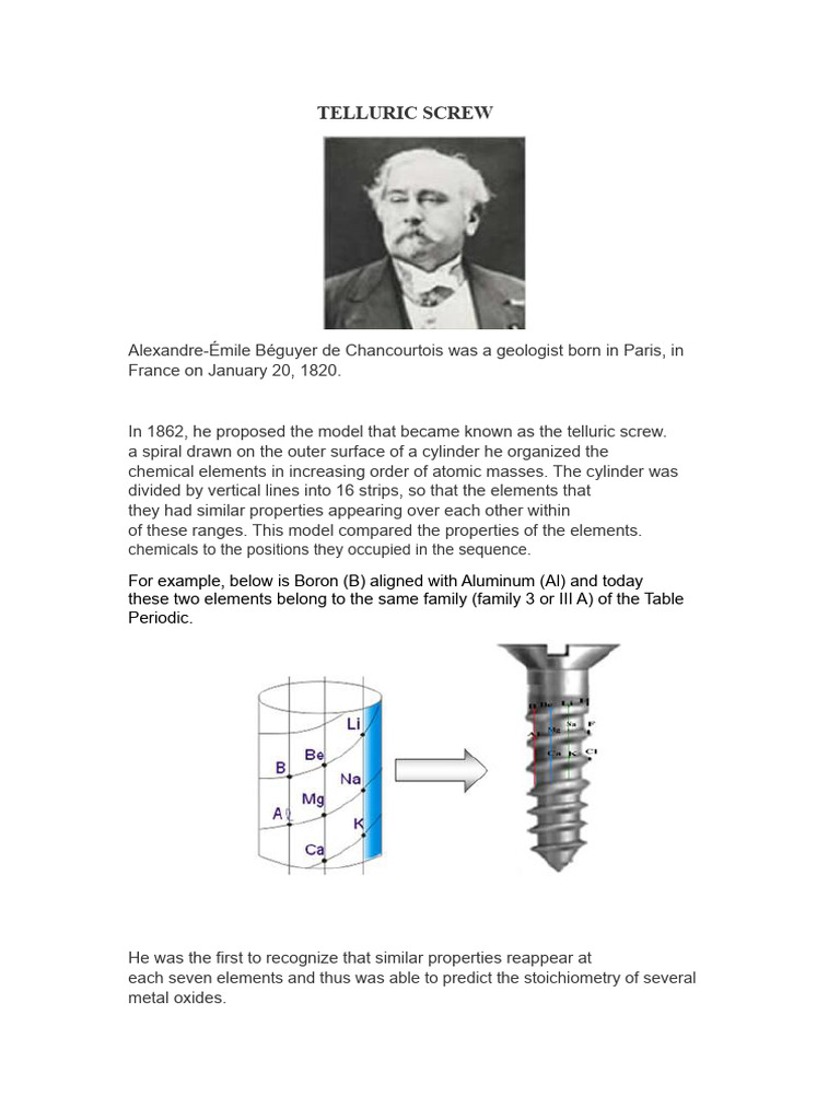 TELLURIC SCREW Chancourtois | PDF