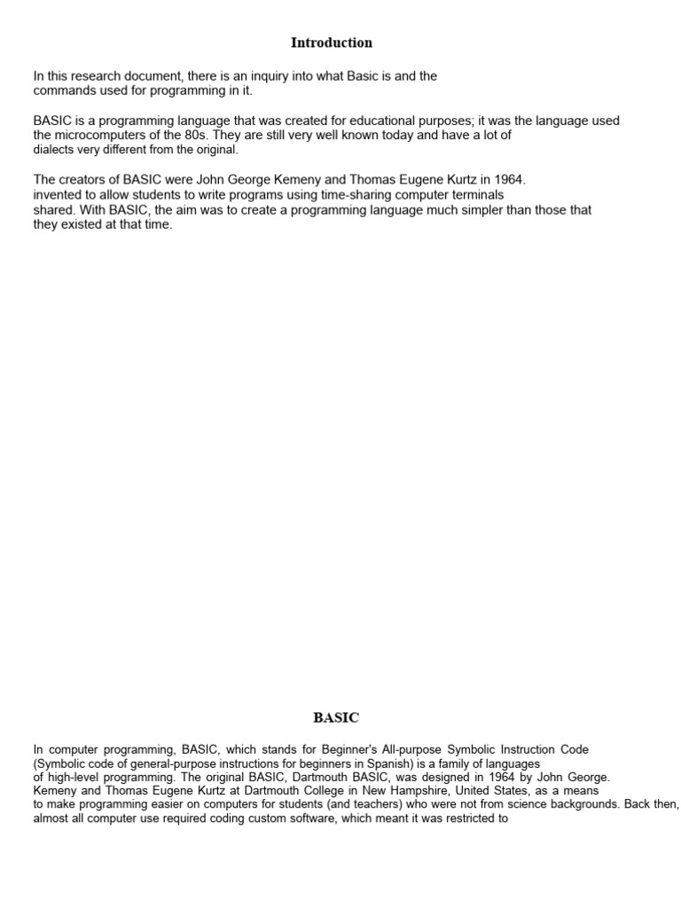 Basic Commands | PDF | Basic | Computer Programming