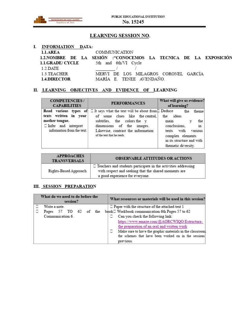 Learning Session No. 06 - WE KNOW THE TECHNIQUE OF THE EXPOSITION | PDF | Communication ...