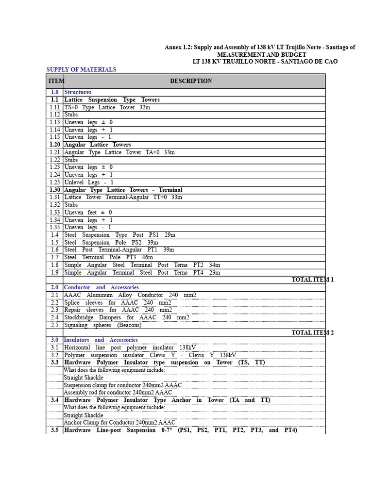 138 kV Trujillo Norte Supply & Assembly | PDF | Electrical Connector ...