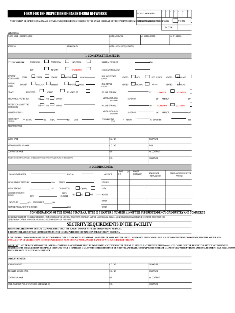 Gas Network Inspection Form Template | PDF | Building Engineering ...