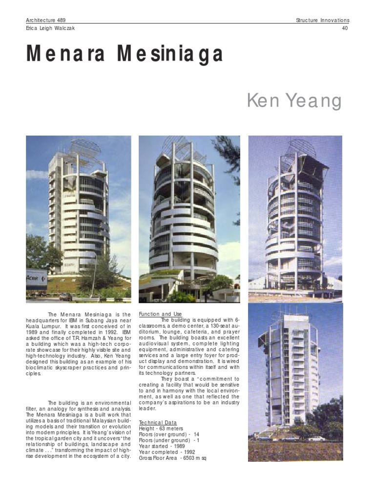 Menara Mesiniaga Ken Yeang | PDF | Window | Roof