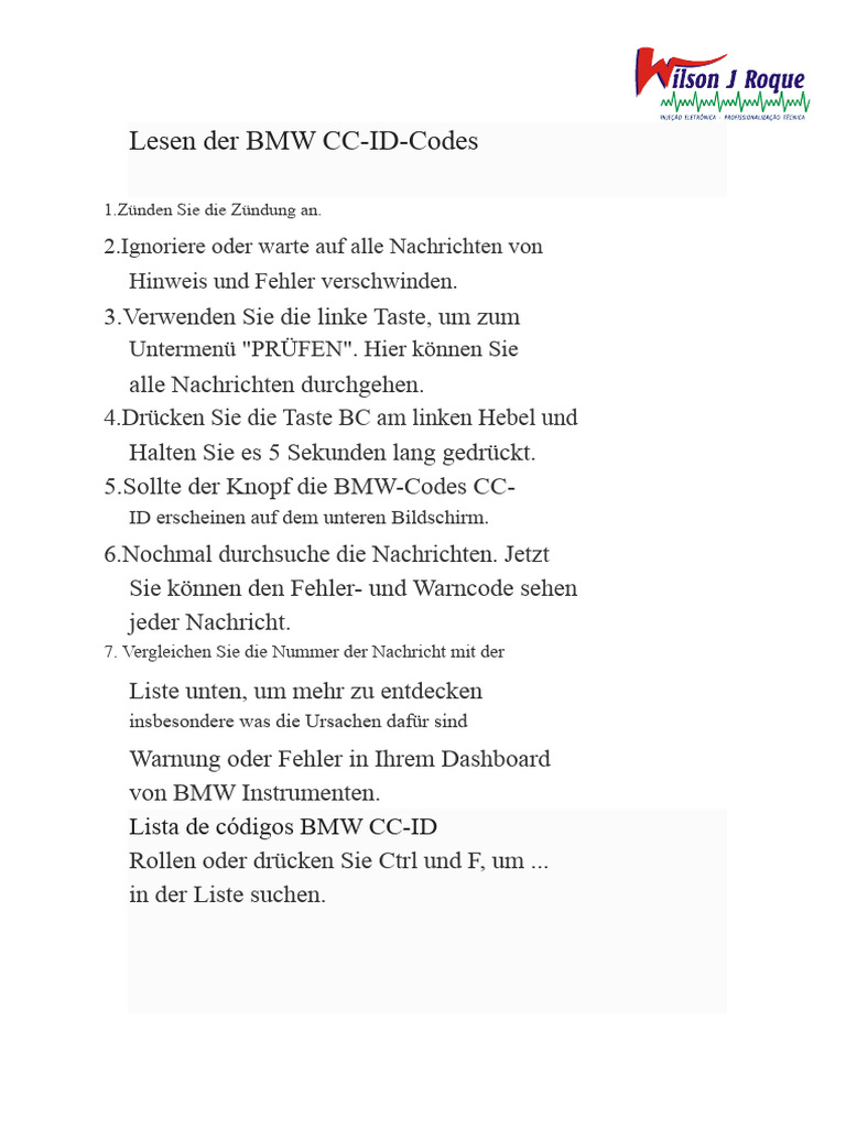 Bmw Cc Id Liste Deutsch