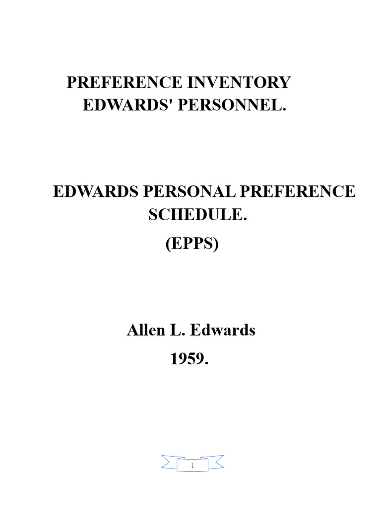 Inventory of Personal Preferences of Edwards A | PDF | Shame | Fear