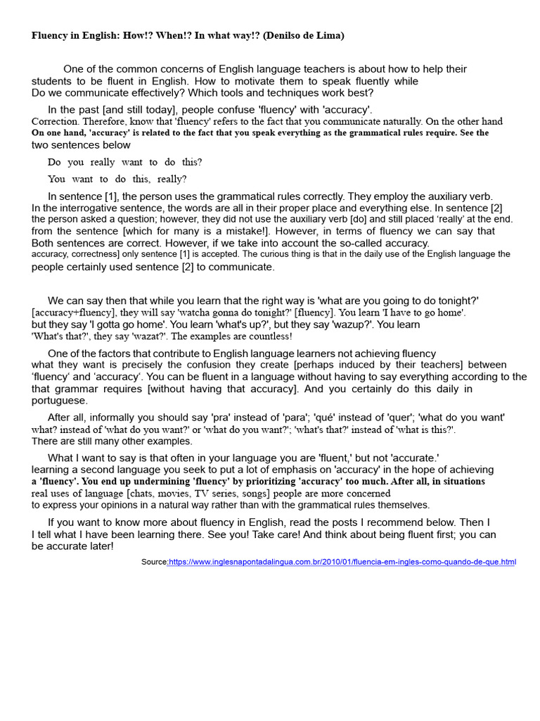 Mastering English Fluency vs. Accuracy | PDF | Fluency | Linguistics