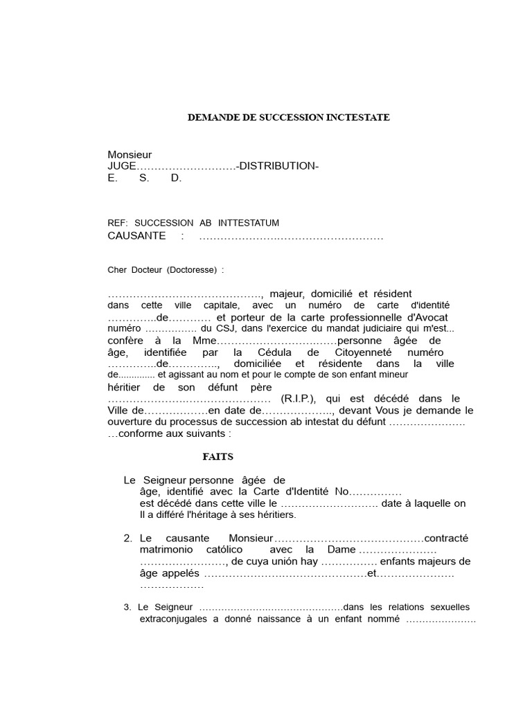 Demande de succession ab intestat | PDF | Loi commune | Droits de ...