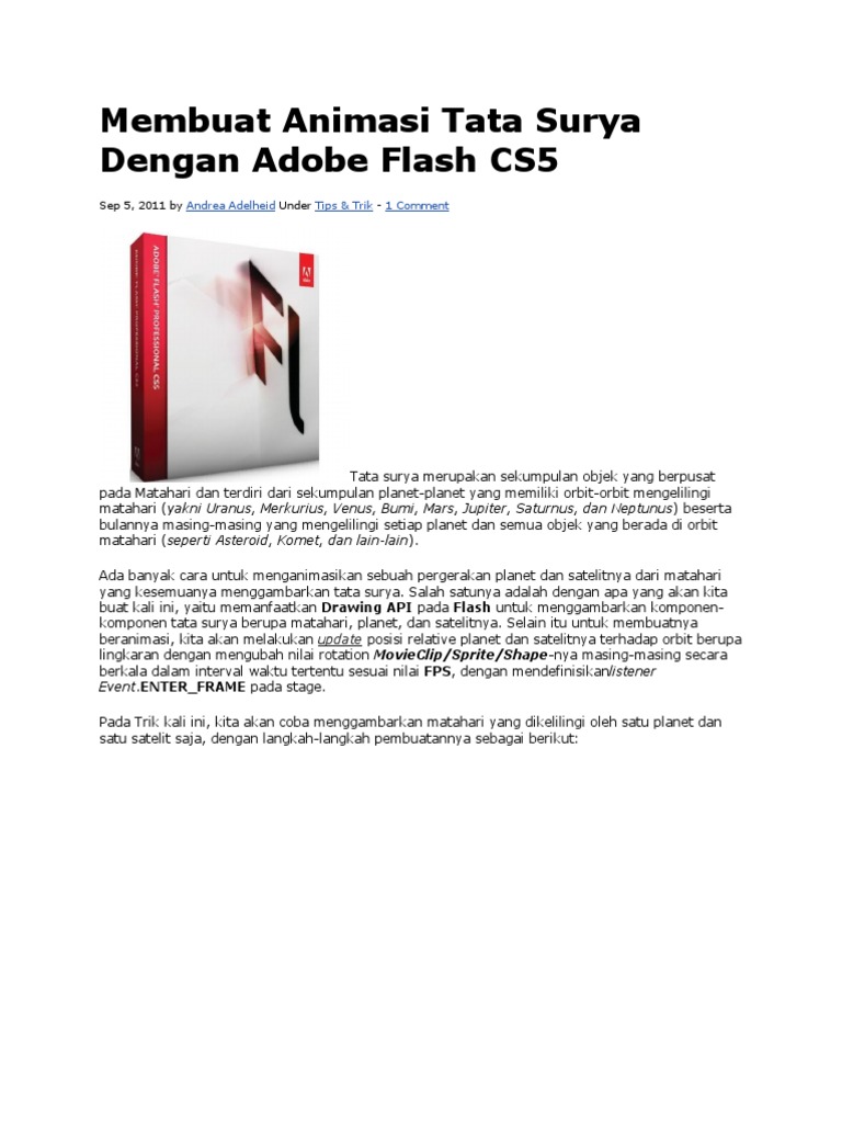 Membuat Animasi Tata Surya Dengan Adobe Flash CS5 | PDF