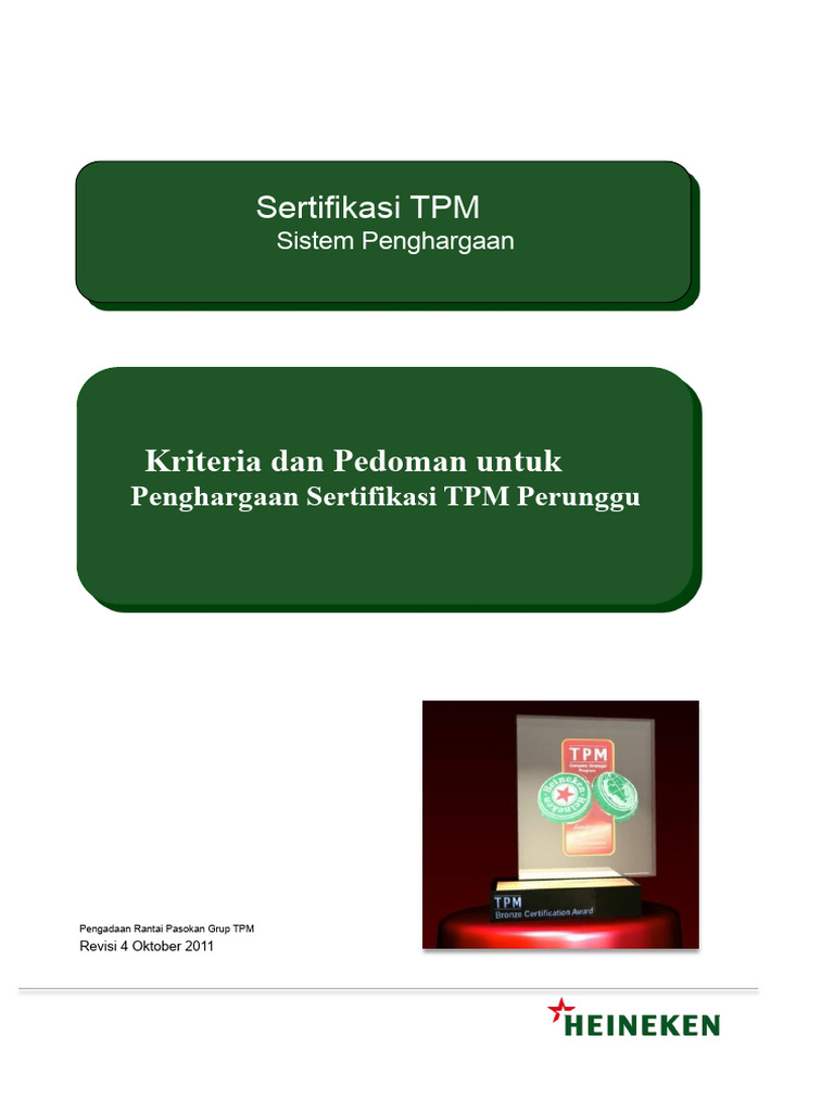 Pedoman Sertifikasi TPM Perunggu Heineken | PDF