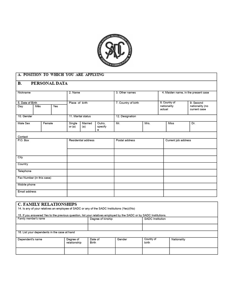 SADC-Application-Form---EN | PDF | Academic Degree | Telephone
