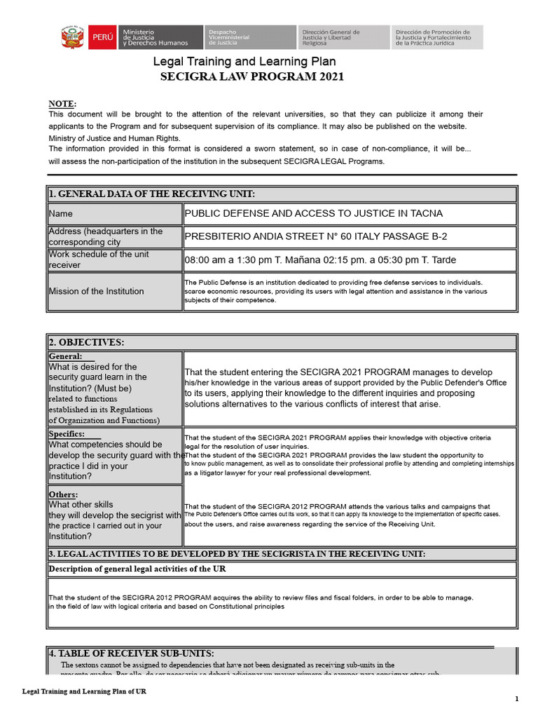SECIGRA 2021 Legal Training Plan | PDF | Justice | Crime & Violence