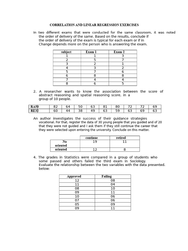 Correlation and Linear Regression Exercises Carlosmartinez | PDF | Level Of Measurement | Errors ...