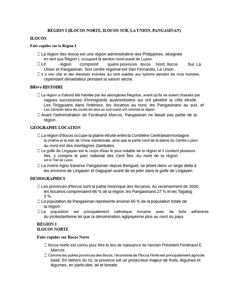 Découverte de la Région I des Ilocos | PDF | Philippines | Légumes