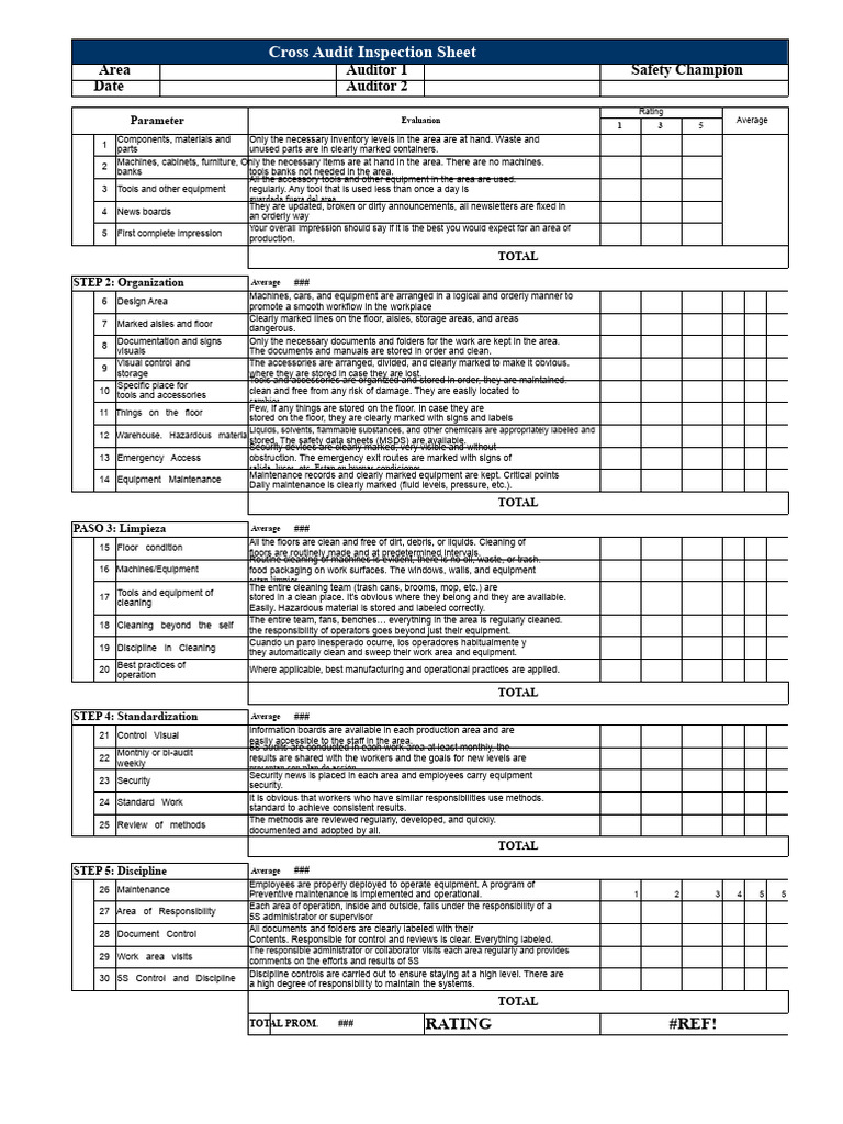 Cross-Audit Sheet For Safety and Hygiene | PDF | Computer File