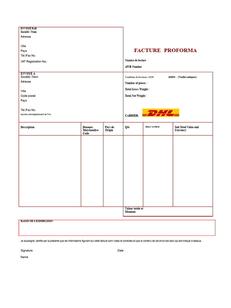 Facture Proforma DHL | PDF