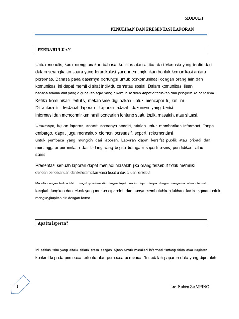 Modul I - Penulisan Dan Presentasi Laporan | PDF