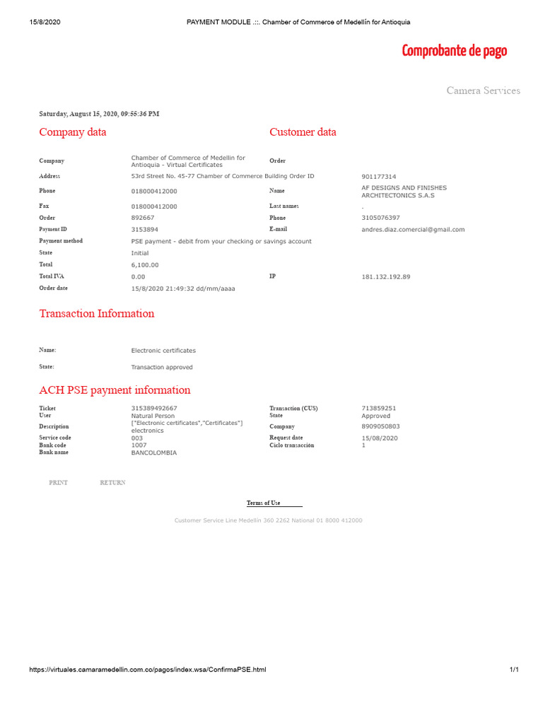 Payment Receipt Chamber of Commerce | PDF | Financial Services ...