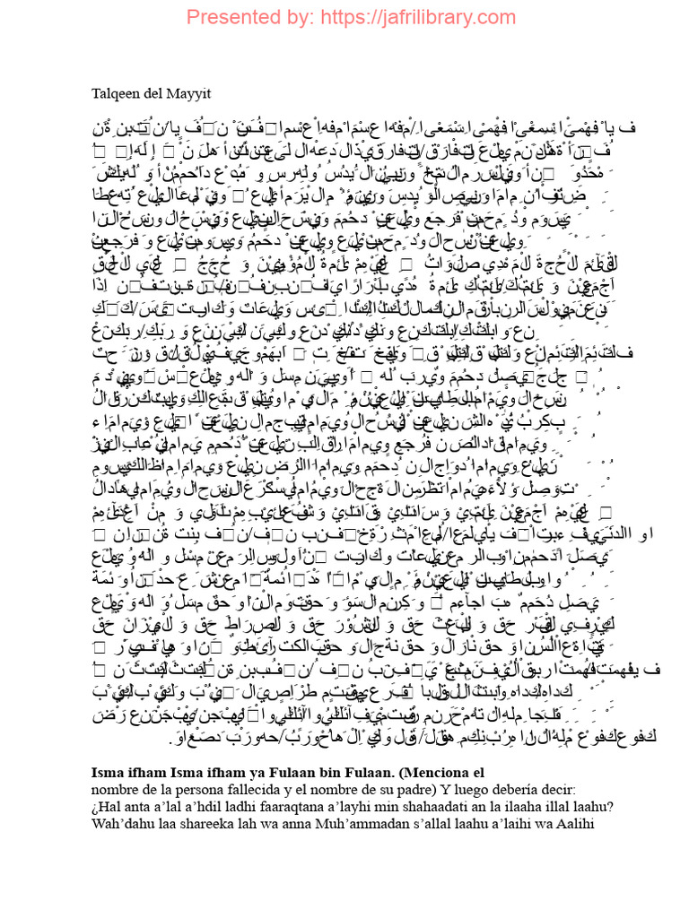 Talqeen de Mayyat en Inglés | PDF | Imán | Ali