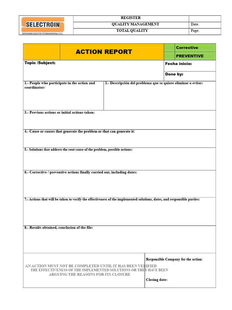 Corrective and Preventive Action Report | PDF