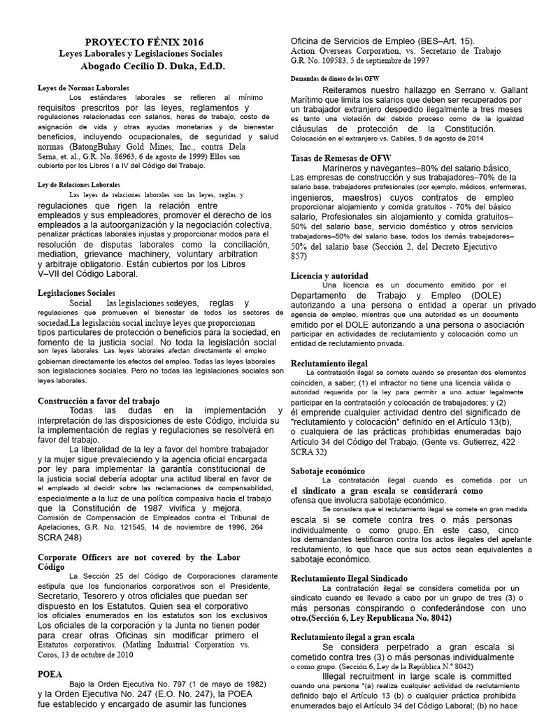 Trabajo Reparto de Atty Cecilio Duka | PDF | Derecho laboral | Salario
