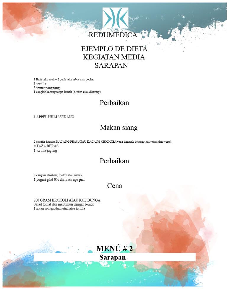 Contoh Menu Diet Sehat Harian | PDF