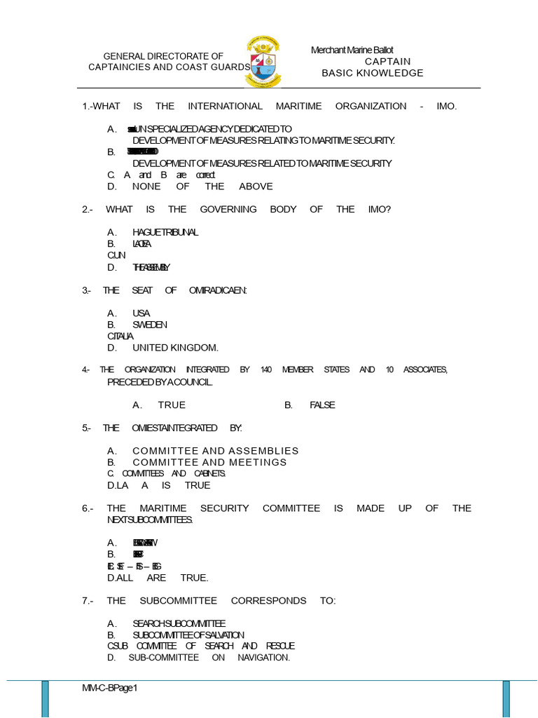 Merchant Marine Basic Knowledge Quiz | PDF | Ships | Oil Tanker