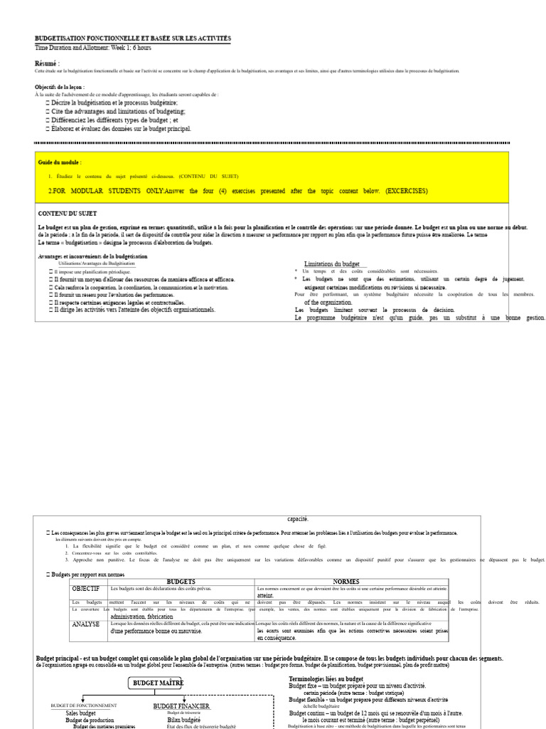 Budgétisation Fonctionnelle et Activités | PDF | Budget | Bilan comptable