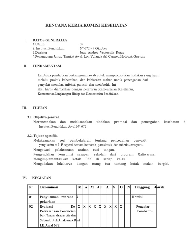 Rencana Kerja Komisi Kesehatan | PDF