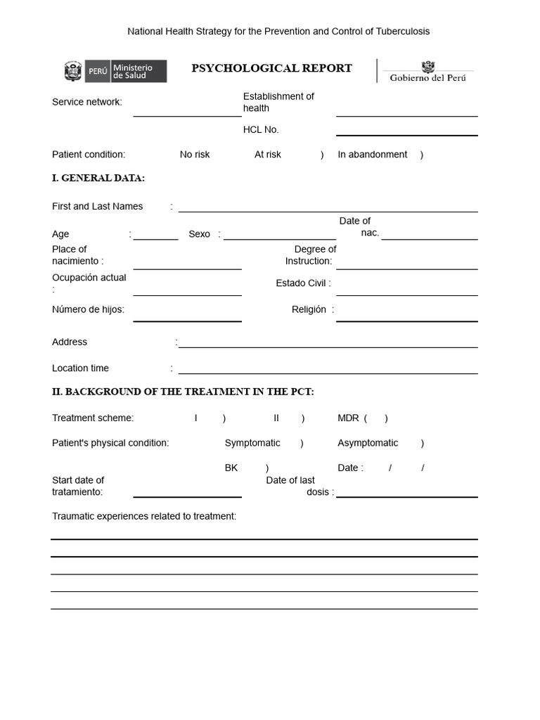 Psychological Report of PCT PDF | PDF | Tuberculosis | Health Sciences