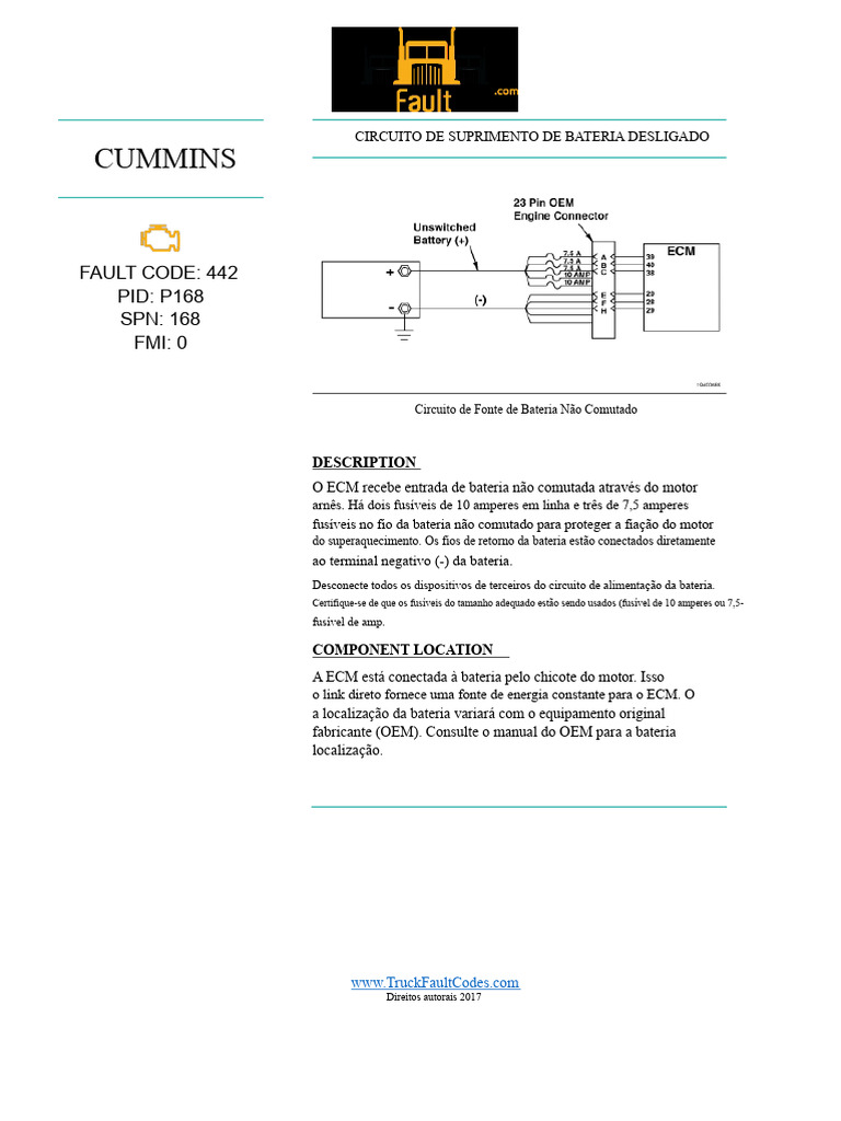 Código de Falha 442 | PDF | Fusível (elétrico) | Conector elétrico