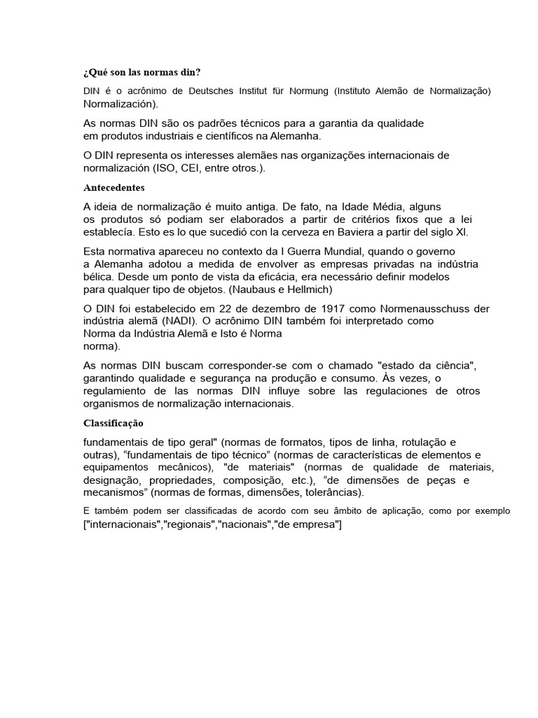 O que são as normas DIN | PDF