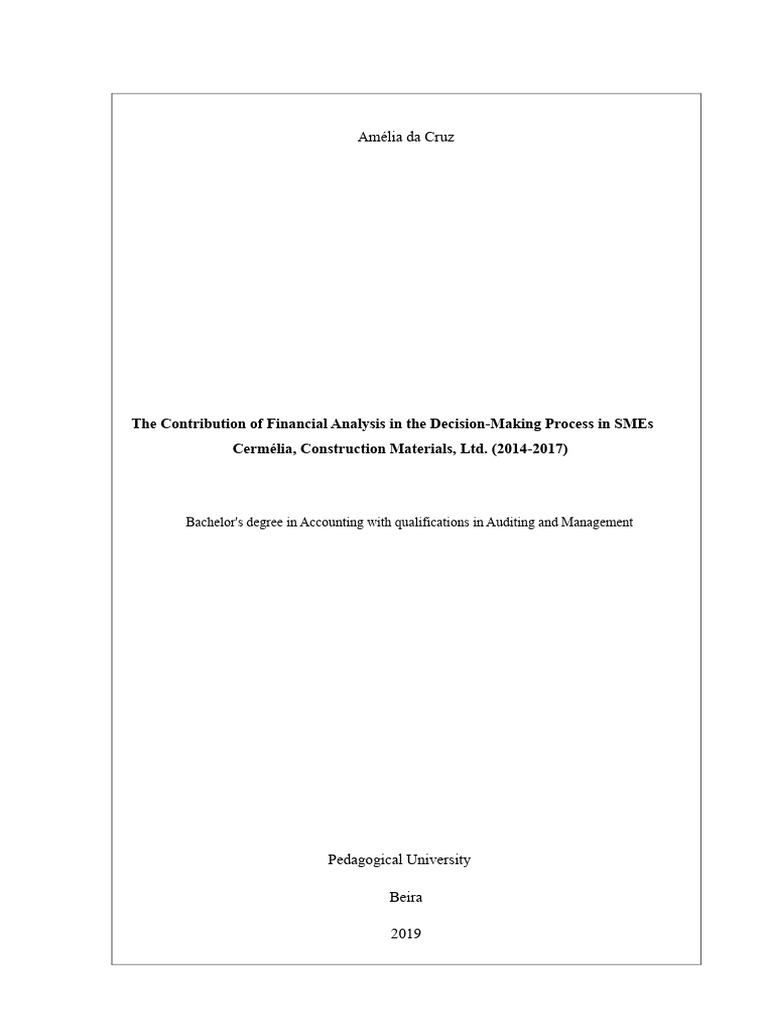 Monograph Amelia Da Cruz (2019) | PDF | Balance Sheet | Decision Making