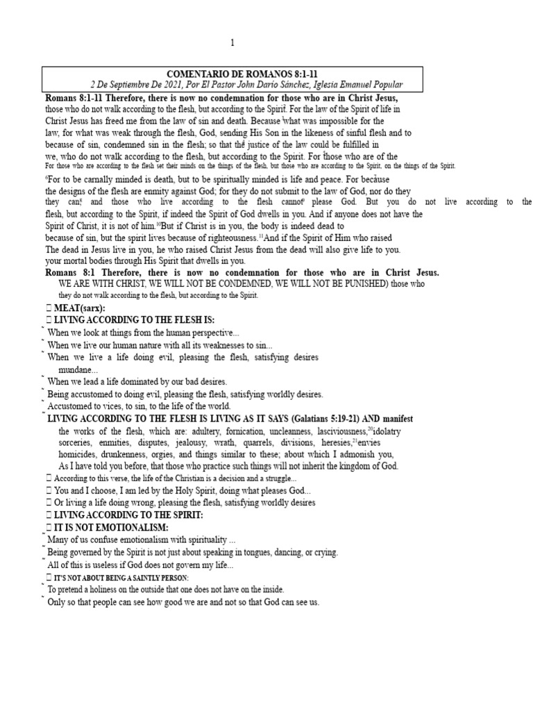 602 Commentary On Romans 8:1-11 | PDF | God In Christianity | Epistle ...