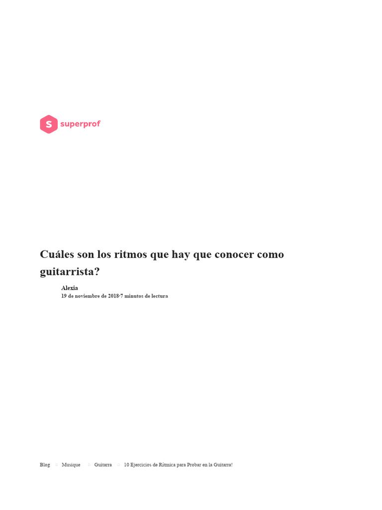 10 Ejercicios de Rítmica para Probar en la Guitarra! | PDF ...